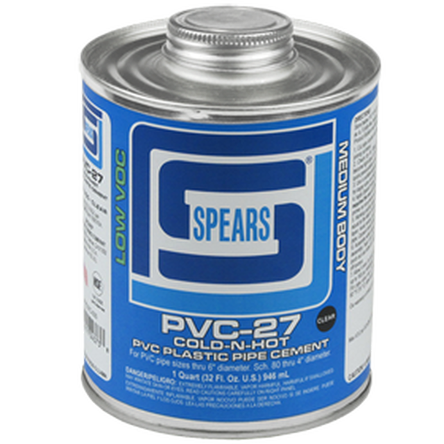 PVC27C-040 PVC-27 CLEAR COLD-N-HOT MEDIUM BODY PVC CEMENT GALLON SPEARS ...